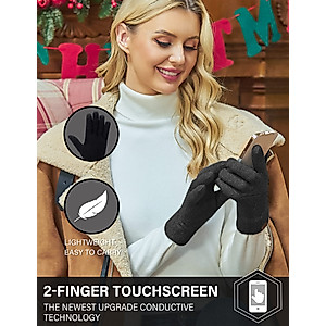 FZ FANTASTIC ZONE Women Winter Warm Knit Touchscreen Gloves Cold Weather with Thermal Fleece Lined