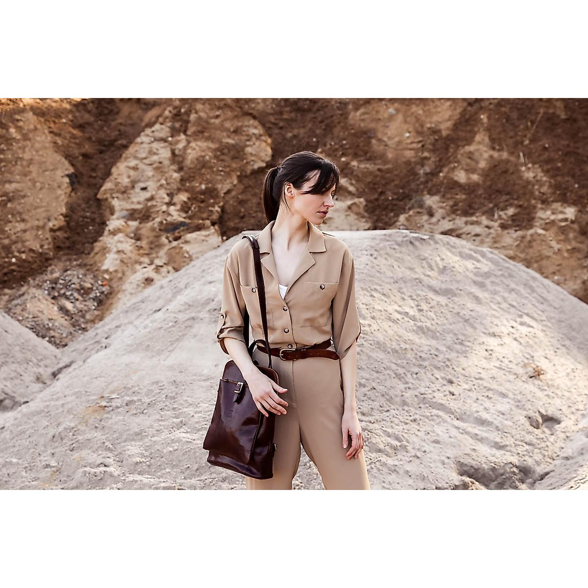 Time Resistance Leather Backpack Convertible to Shoulder Bag Full Grain Real Leather Travel Satchel Rucksack