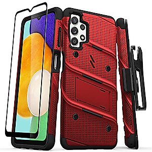 ZIZO Bolt Bundle for Galaxy A13 5G Case with Screen Protector Kickstand Holster Lanyard - Red