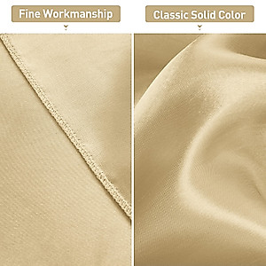 MCEAST 4 Pieces Champagne Satin Tablecloth 102 x 58 Inch Champagne Satin Table Overlay Cover Rectangular Bright Silk Tablecloth for Party, Wedding, Banquet Table Decoration