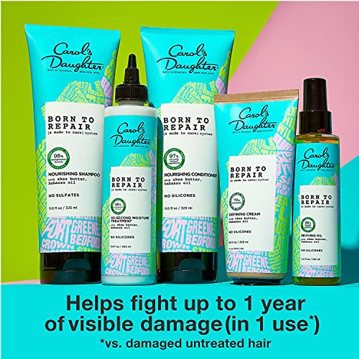 Carol's Daughter Born To Repair Nourishing Shampoo, Sulfate-Free Hair Care for Curly Hair with Shea Butter, 11 Fl Oz