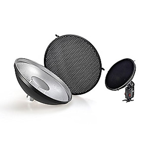 Godox AD-S3 Beauty Dish Reflector with Honeycomb Cover for Godox AD200PRO AD200 Pocket Flash Godox AD180 AD360 AD360II Flash Speedlite - Including Cleaning Kit