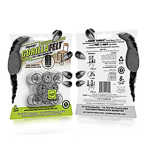 Slipstick GorillaFelt Chair Leg Floor Protectors for Hardwood Floors, Clear Sleeve Felt Pads for Furniture That Stay On, Fits Round & Square Legs, Includes 8 Premium Transparent Chair Socks, CB182