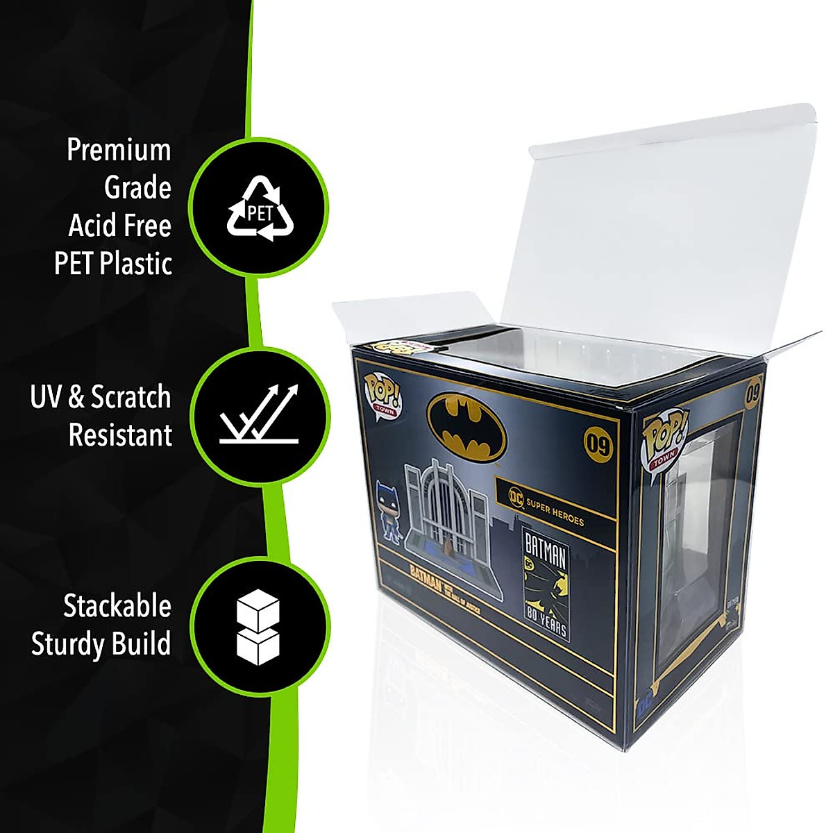 EcoTEK Protectors Compatible with Funko POP Town Vinyl Figures Strong Pop Protector, Crystal Clear Case, Heavy Duty Acid Free w/ Protective Film & (5 Pack)