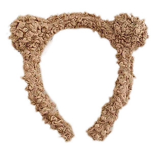 Fiarfiar Women Girls Winter Cute Bear Ears Headband Solid Color Curly Faux Fleece Hair Hoop Wash Face Makeup Bathroom Bandana Party Photo Props