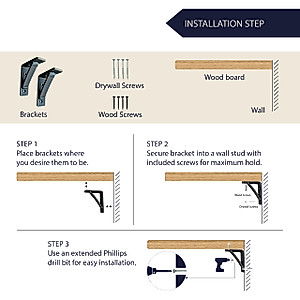 RRD Steel Mantel Brackets Heavy Duty (2 Pack) - Fireplace Mantel Brackets - Countertop Support Bracket - Hand Welded Steel Brackets - Mantel Bracket Rustic Farmhouse Decor (7"x12" Natural Steel Color)