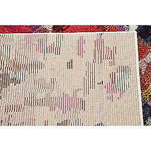Unique Loom Estrella Collection Abstract, Bright Colors, Distressed, Modern Area Rug, 8 ft x 11 ft, Multi/Beige