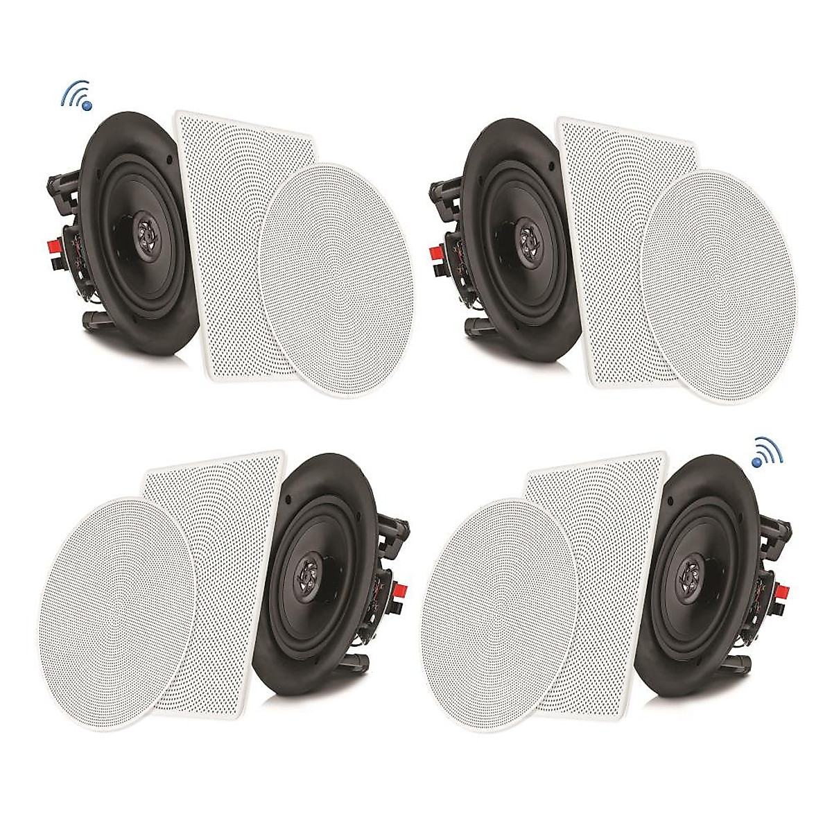 Pyle 8” 4 Bluetooth Flush Mount in-Wall in-Ceiling 2-Way Speaker System & Tweeter Stereo Sound 4 Ch Amplifier 250 Watt (PDICBT286) & Bluetooth Receiver Wall Mount - in-Wall Audio Control Receiver