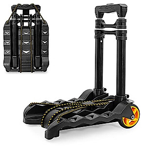 Folding Luggage Cart, TORIBIO Luggage Trucks Aluminum Portable Luggage Trolley with Storage Bag, Utility Dolly Platform Cart for Travel, House Office Moving, Travel, Shopping, Black