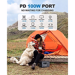 Portable Power Station, 614Wh LiFePO4 Battery Pack with 110V/700W AC Outlet (Solar Panel Not Included), Recharge 0-80% Within 1 Hour, Outdoor Solar Generator for CPAP, Camping