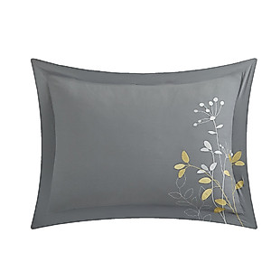 Chic Home Kaylee 3 Piece Cover Set Embroidered Floral Design Backing Zipper Closure Bedding-Decorative Pillow Shams Included, Queen Duvet, Yellow