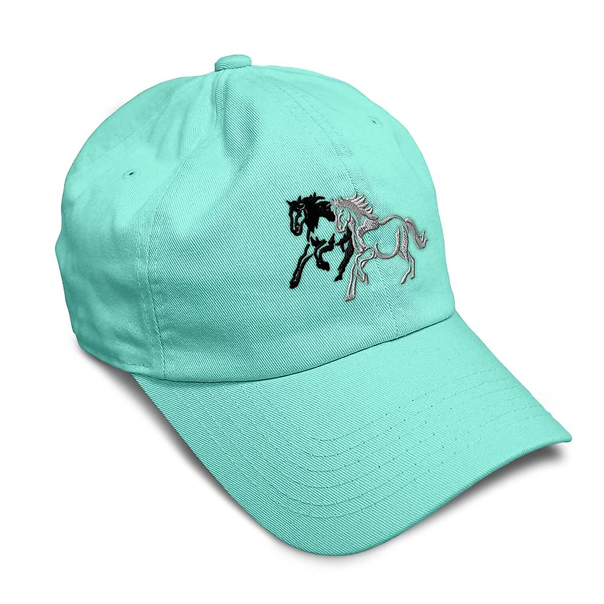 Soft Baseball Cap Animal Running Horses Embroidery Horses Twill Cotton Alto Sax Dad Hats for Men & Women Mint Design Only