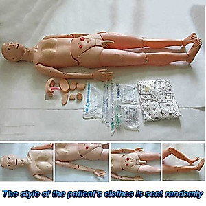 LVMMO 170cm Life Size Patient Care Manikin Training CPR Simulator Basic Geri Nursing Skills Geriatric Human Model Mannequin Full Body for Students Education Teaching Medical Training Skills