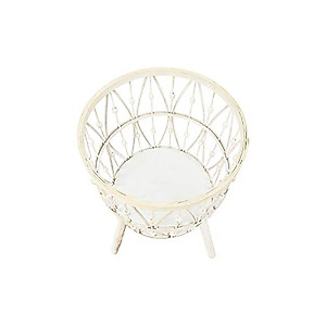 Creative Co-Op 19.25", 20.5" & 25.5" Bamboo Wood Legs & Whitewashed Finish (Set of 3 Sizes) Baskets, White