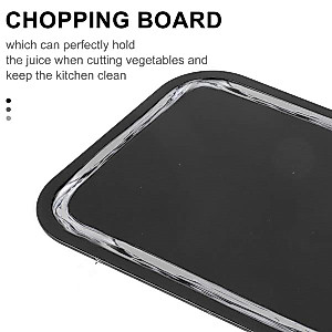 Spacesea Plastic Chopping Block Meat Vegetable Cutting Board Non-Slip Anti Overflow With Hang Hole Chopping Board Black