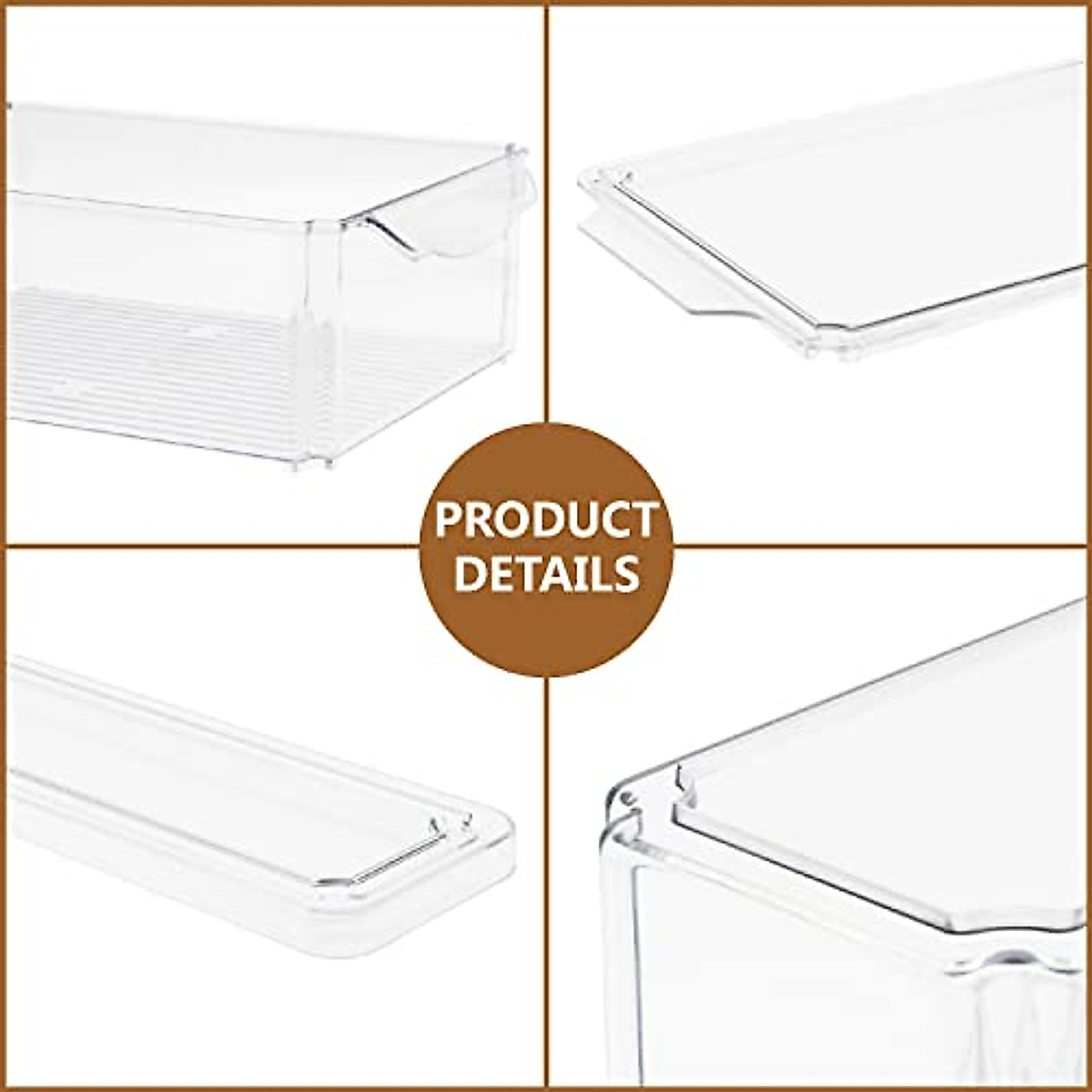 Fridge Organizers and Storage Clear, Fruit Containers for Fridge Stackable Organizers with Lid, Plastic Vegetable Refrigerator Organizer Bins, Freezer, Kitchen Organization and Storage, 7 Pcs/Set