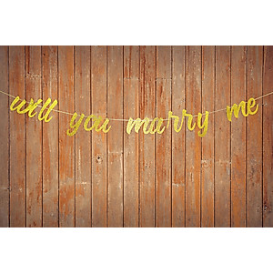 Etaredkj Gold Glitter Will You Marry Me Banner for Bachelorette Party Decor Bridal Shower Wedding Engagement Party Supplie