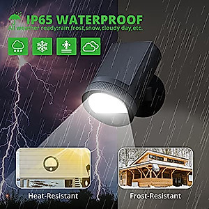 UME Solar Motion Sensor Outdoor Light, 2 Modes Solar Powered Wall Lights, IP65 Waterproof LED Security Lights, Adjustable Wireless Spotlight for Yard, Patio, Garage, Garden, Fence, Porch (Cold White)