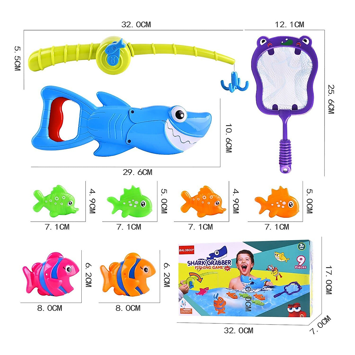 Bath Toys Baby Bath Essentials Fishing Pole Games Swimming Shark Grabber Water Table Pool Bath Time Infant Bathtub Toy Set Non Toxic Mold Free Bath Toys for Kids Ages 3 4 5 6 7 8 Boys Girls
