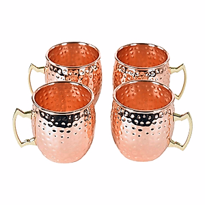 RV Hammered Copper Moscow Mule Mug with Brass Handle, 18oz