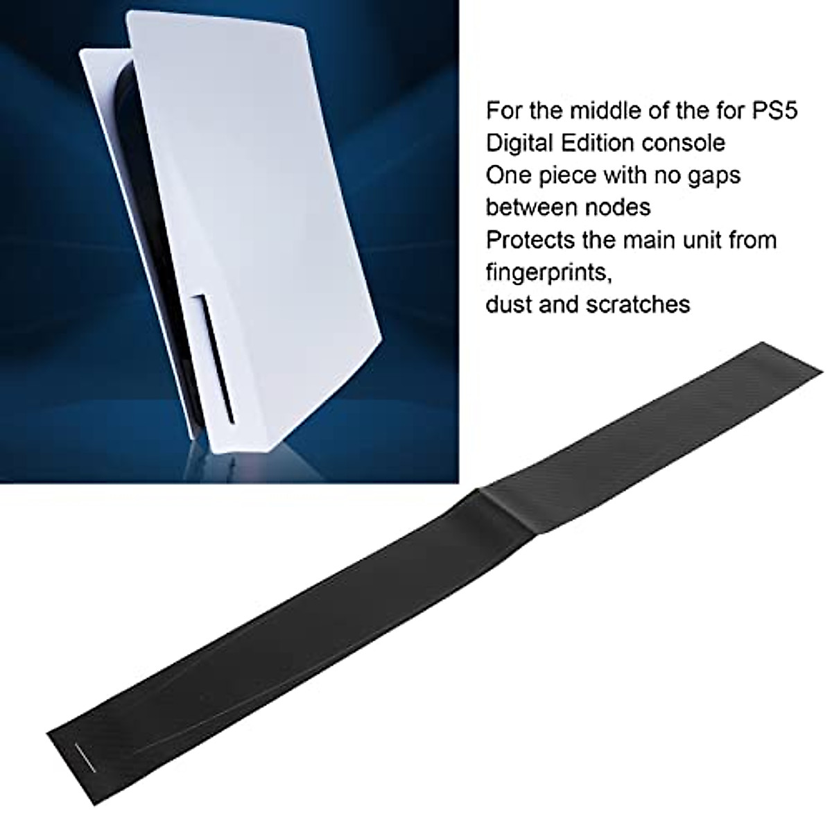 Console Middle Skin for PS5 Integrated Scratch Resistant Console Center Part Skin for PS5 Digital Version Console Console Center Part Skin(Carbon Fiber Black)