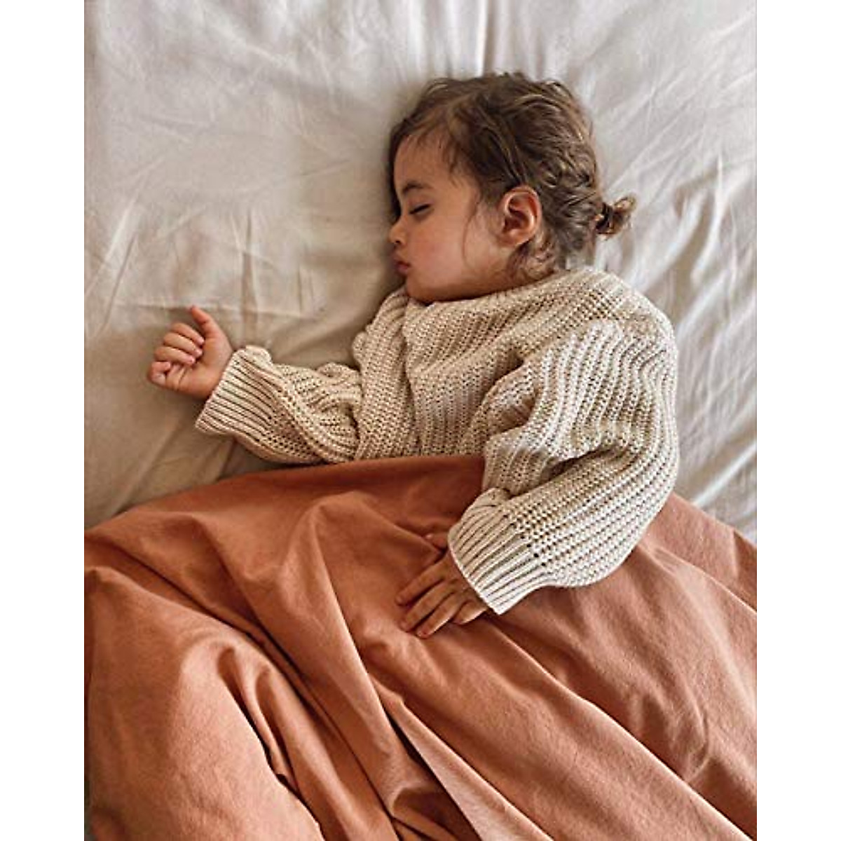 Toddler Baby Girl Boy Knitted Sweater Long Sleeve Solid Color Pullover Crewneck Sweatshirt Top Fall Winter Clothes (Beige, 2-3T)