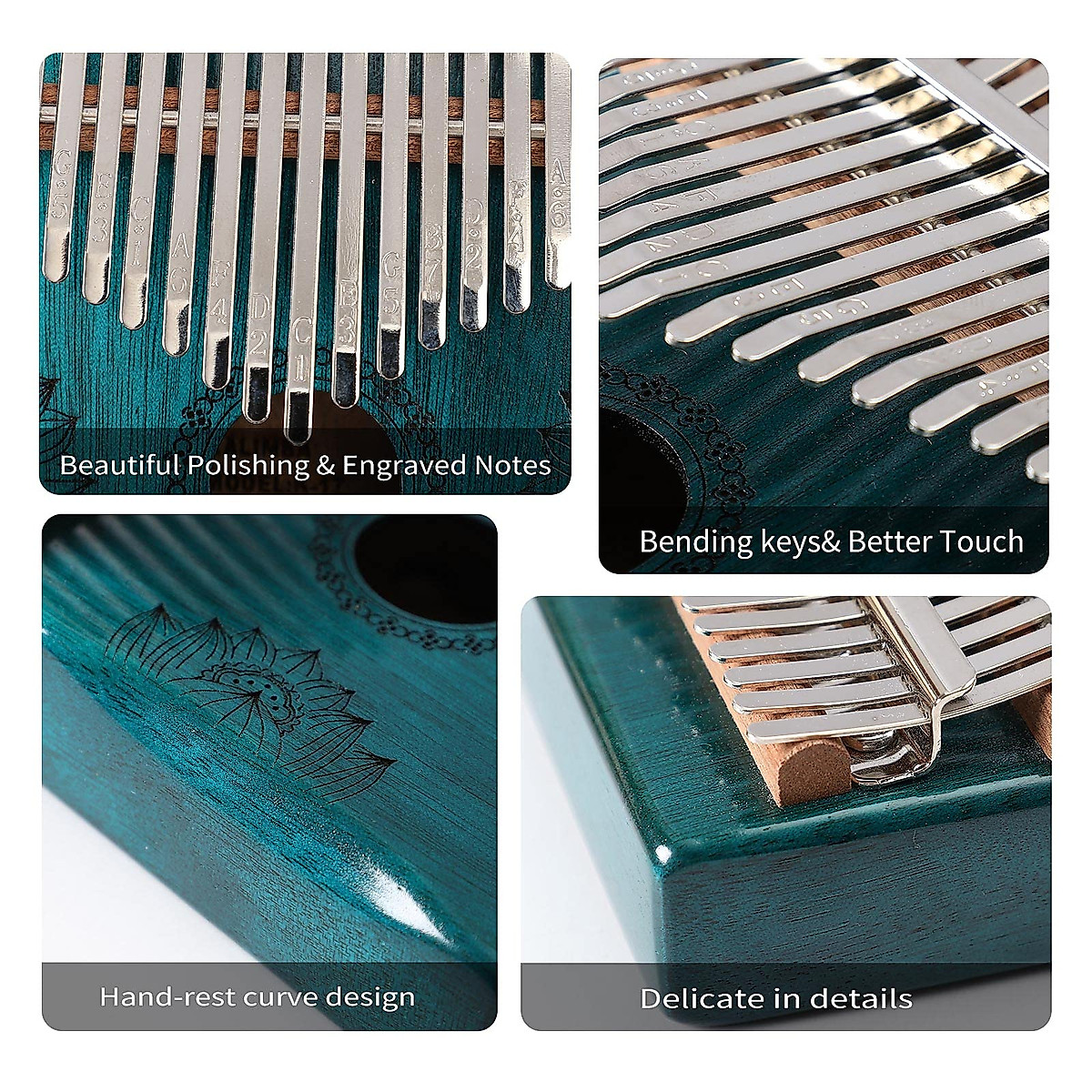 Kalimba Thumb Piano 17 Keys, Portable Mbira Finger Piano Gifts for Kids and Adults Music Instrument Thumb Pianos - 17 Keys Green