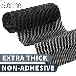 Sterline Shelf Liner Paper - Drawer Liner Papers Black - 12 in x 20 ft, Cut-to-Size, Non-Adhesive, Durable, Non-Slip Mat, Easy Install, Strong Grip - Kitchen Cabinet Liners, Black Shelf Paper Liner