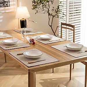 Demetex Linen Placemats Set of 4 Heat Resistant Wipeable Cloth Table Place Mats for Dining Table Indoor Restaurants, 13 x 19 inches, Linen