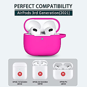 MHYALUDO AirPods 3 Case Cover, Soft Silicone Protective Case Skin for Airpods 3rd Generation 2021 Charging Case with Keychain，Front LED Visible-Rose Pink