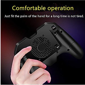 Mobile Game Controller[The Latest Version] 4 Trigger with 4000mAh Power Bank Cooling Fan for PUBG/Call of Duty/Fotnite [6 Finger Operation] L1R1 L2R2 Gamepad Trigger for 4.7-6.5" iOS Android Phone