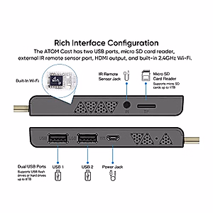 NEUMI Atom Cast 4K UHD Dongle Stick Digital Media Player, Wi-Fi Screen Mirroring Video/Photo/Music Casting and DLNA/UPnP Streaming, Reads USB Drives and Micro SD Cards, HEVC/H.265 4K/30fps, HDMI
