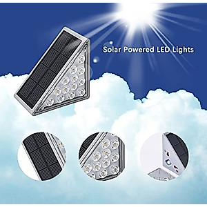 YHXGLJDKA LED Solar Step Lights Outdoor Stair Lights, 6-Pack Wireless Security Lights Auto ON/Off, IP67 Waterproof Lights for Garden Backyard Garage Stair Step(Warm White)