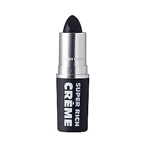 Ruby Kisses Super Rich Creme Lipstick, Hydrating Full Coverage Long Lasting Highly Pigmented Smooth Apply Lip Makeup for Women Men (Black Out)