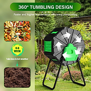 EFURDEN Compost Tumbler Outdoor Rotating Composter, with a Fast and Efficient Composting System for Garden, Kitchen, and Yard Waste (22.5 Gallon)