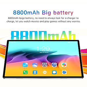 Jectse 10.1 Inch Tablet, 8GB RAM 128GB ROM Dual SIM Octa Core Tablet Android Tablet with 8MP 13MP Dual Camera, Gaming Tablet Computer for Kids (Grey)