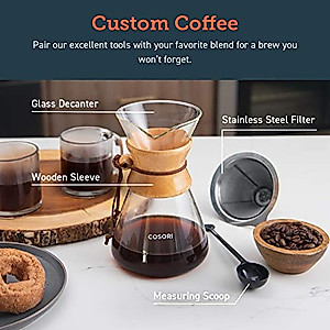 COSORI Electric Gooseneck Kettle with 5 Variable Presets, Pour Over Coffee Maker with 8 Cup Glass Coffee Pot&Coffee Brewer with Stainless Steel Filter