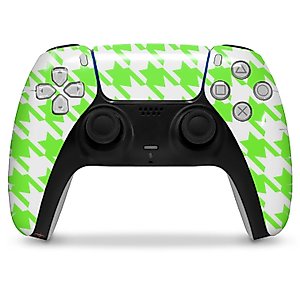 WraptorSkinz Skin Wrap compatible with Sony PS5 DualSense Controller Houndstooth Neon Lime Green (CONTROLLER NOT INCLUDED)