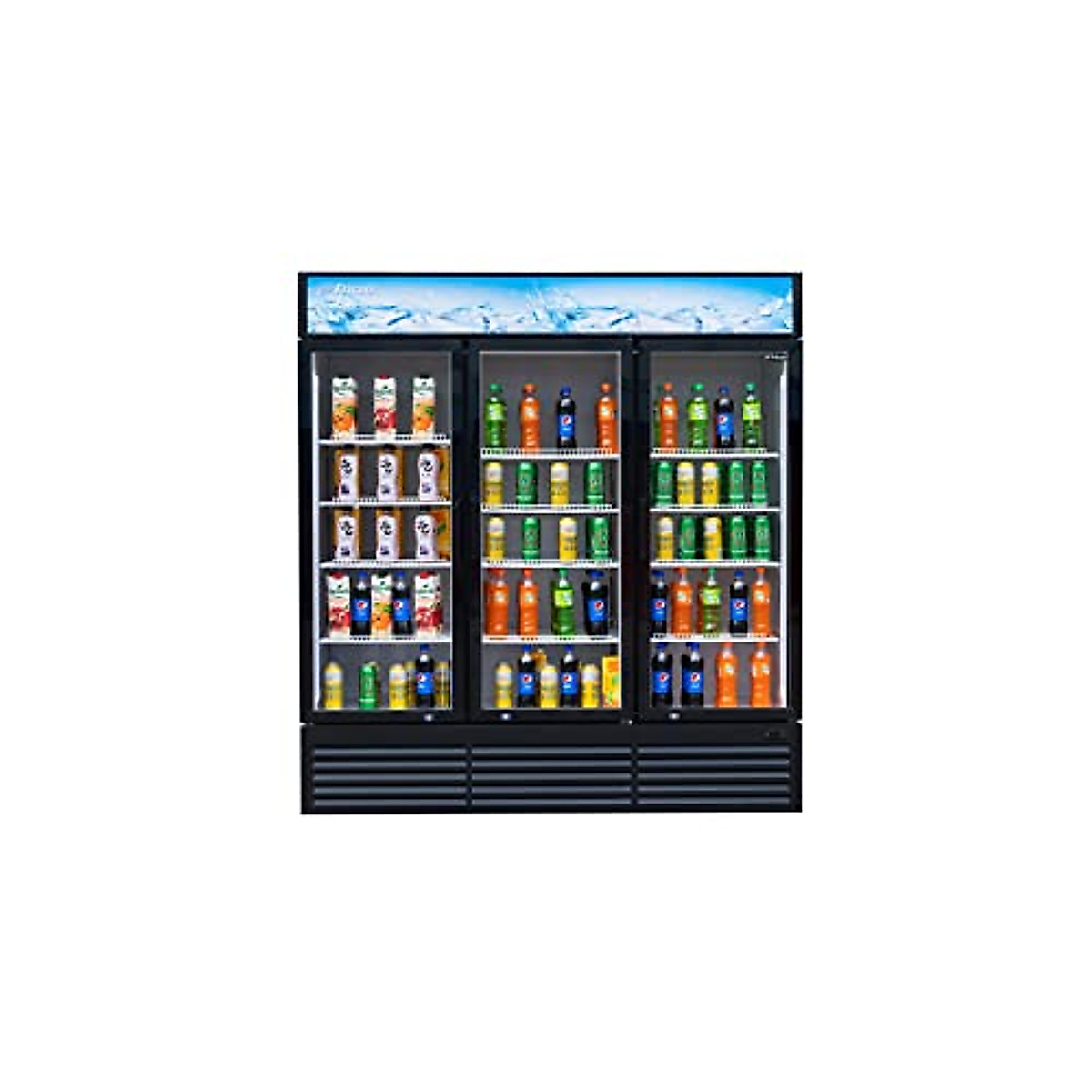FRICOOL Commercial 3 Glass Door Merchandiser Refrigerator-Upright Beverage Cooler with LED Lighting