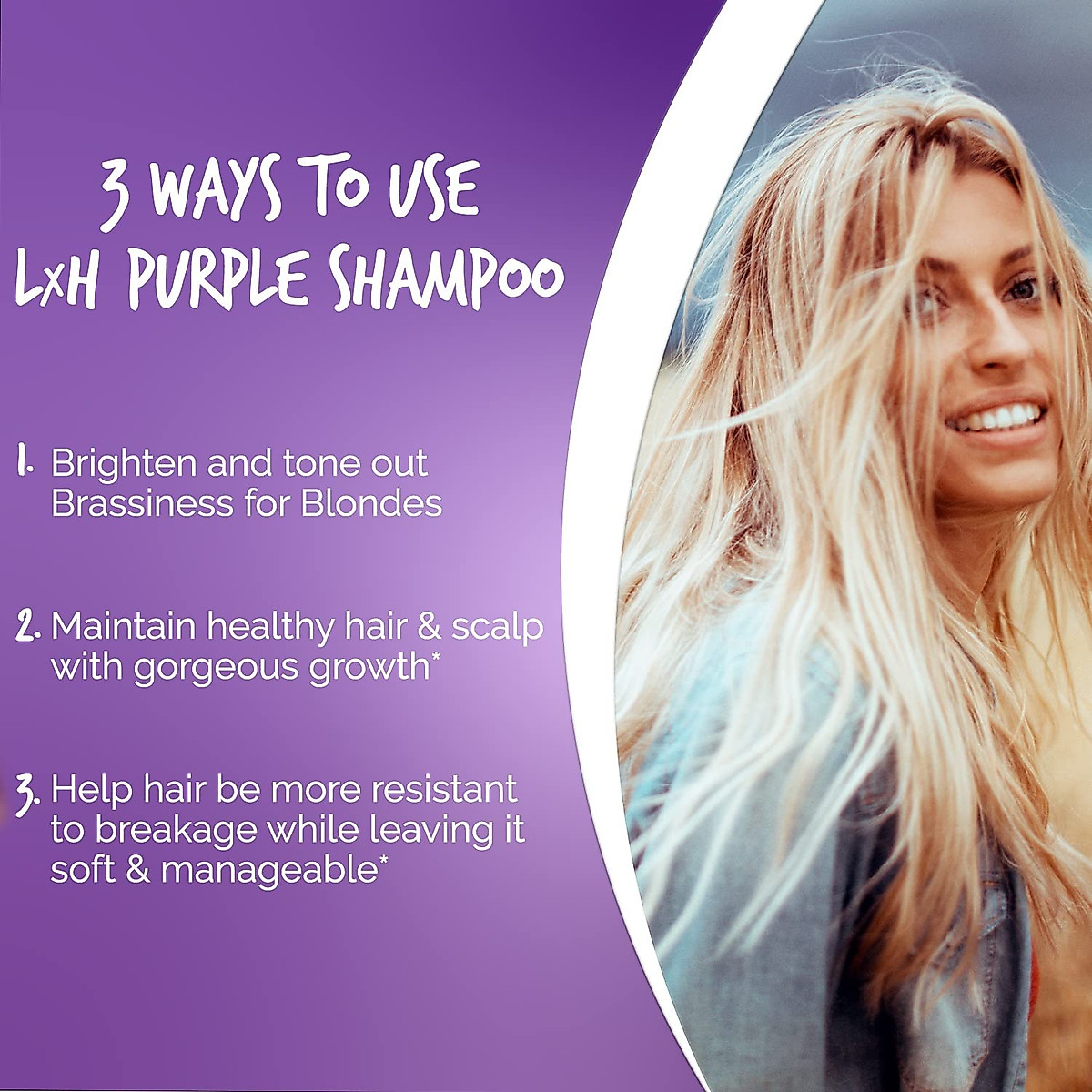 LxH Purple Shampoo for Blonde Hair, Bleached, Silver & Platinum | Color Depositing Hair Toning Shampoo | Eliminates Brassy, Yellow Tones | For Color Treated Hair | Alcohol Free & Paraben Free 12 oz