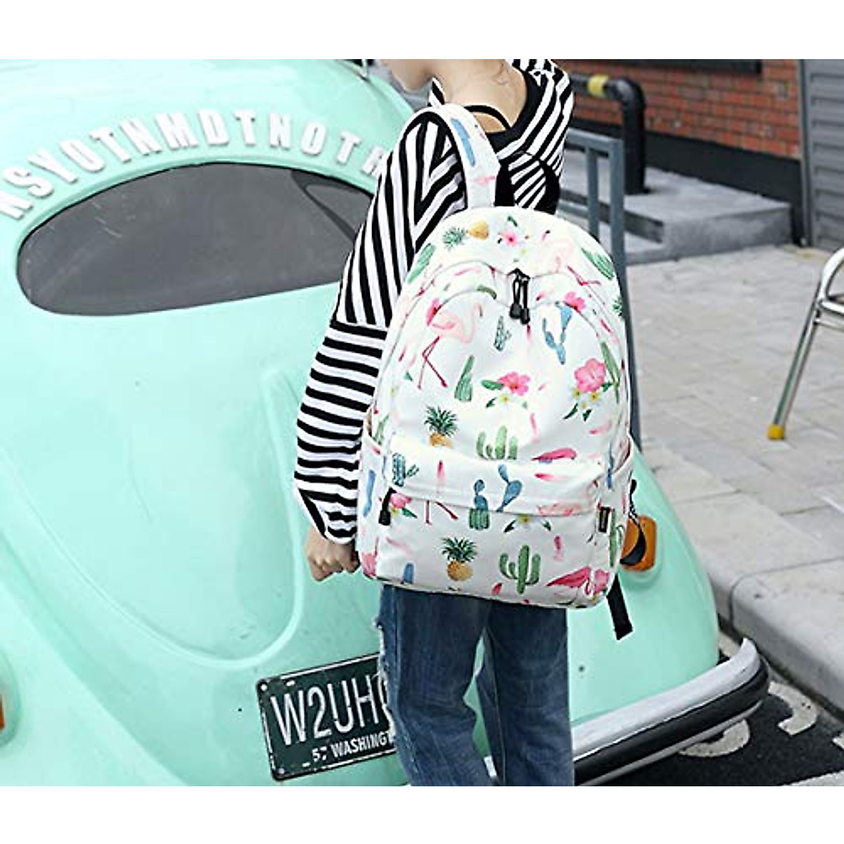 Joymoze Waterproof Cute School Backpack for Boys and Girls Lightweight Chic Prints Bookbag Flamingo