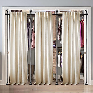 Room Divider Curtain Rod - 4-10ft(H) 28-171inch(W) No Drilling Tension Curtain Divider for Room Separation, Heavy Duty Portable Curtain Stand Space Partition, Wall Divider for Room Separator - Black