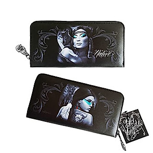 DGA Native Wolf Day of the Dead Spirit Harmony Womens Clutch Zippered Wallet