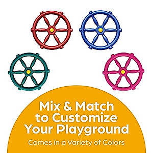 Jungle Gym Kingdom Playground Accessories - Pirate Ship Wheel for Kids Outdoor Playhouse, Treehouse, Backyard Playset Or Swingset - Wooden Attachments Parts (Green)