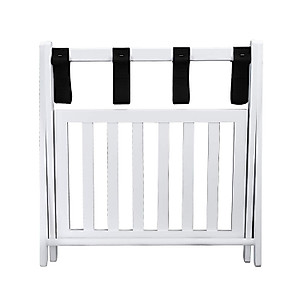 MISC White Hotel Luggage Rack for Guest Room Folding Suitcase Rack Collapsible Carry On Holder Bedroom, Sturdy Wooden