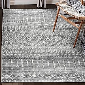 ReaLife Machine Washable Rug - Stain Resistant, Non-Shed - Eco-Friendly, Non-Slip, Family & Pet Friendly - Made from Premium Recycled Fibers - Moroccan - Gray, 5' x 7'