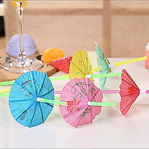 100 Pcs Disposable Umbrella-Shaped Straws Flexible Bendable Table Decor Straws for Hawaiian Tropical Drinks Soft Drinks Cocktail Bars Restaurants Luau Party Supply Beverage Decorations