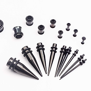 CABBE KALLO 14G-00G 36pcs Ear Gauges Stretching Kit Surgical Steel Tapers Tunnels Plugs Piercing Set Body Jewelry