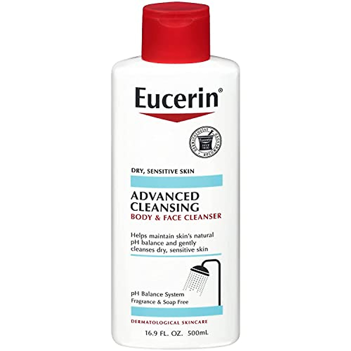 Eucerin Advanced Cleansing Body & Face Cleanser 16.9 Ounce (500ml) (Pack of 6)