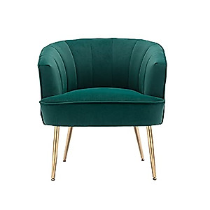 Homtique Modern Velvet Accent Chair Upholstered Armchair with Golden Metal Legs Cozy Reading Chair for Living Room Bedroom (Green)